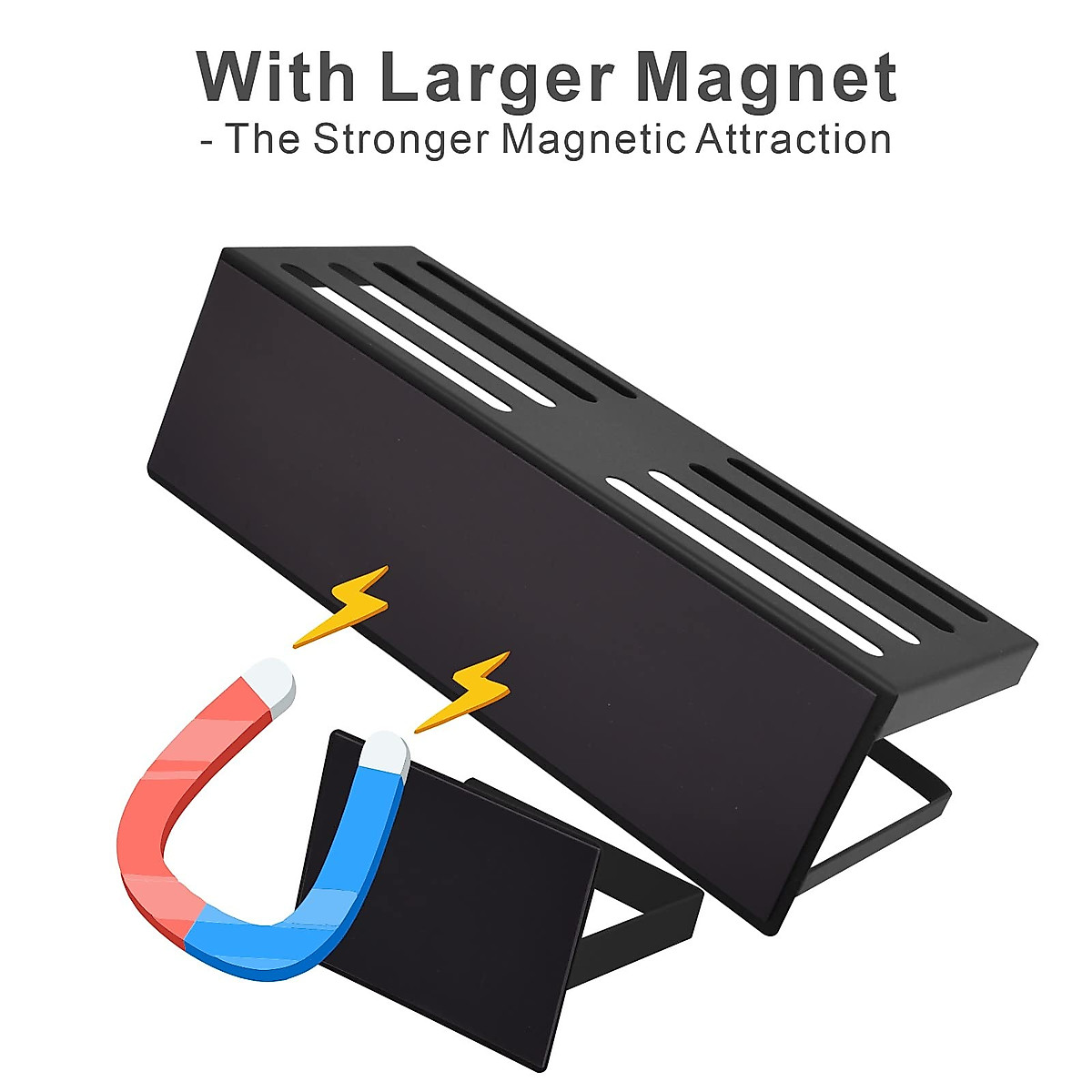 Roysili Magnetic Spice Rack Organizer Spice Organizer For Refrigerator Fridge Spice Rack For Kitchen Organizer Magnetic Shelf Space Saving Black 2 Pack With 2 Hooks