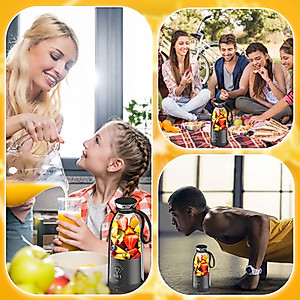 Portable Blender, 500ML Personal Blender for Shakes and Smoothies, Traveling Fruit Veggie Juicer Cup, USB Rechargeable with Six Blades for Sports Travel and Outdoors (black)