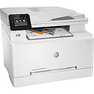 HP Color Laserjet Pro M283cdw-C Wireless All-in-One Laser Printer, Print Scan Copy Fax, White, Remote Mobile Print, 260-Sheet, 22ppm, 600x600DPI, Auto 2-Sided Printing, Durlyfish USB Printer Cable