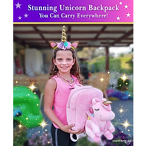 Unicorn Gifts For Girls In A Surprise Box With A Unicorn Plush,Unicorn Backpack, Unicorn Necklace,Unicorn Headband And Greeting Card,Kids Toys,Birthday Girl Present Set Stuffed Animal,Toddler Baby Bag