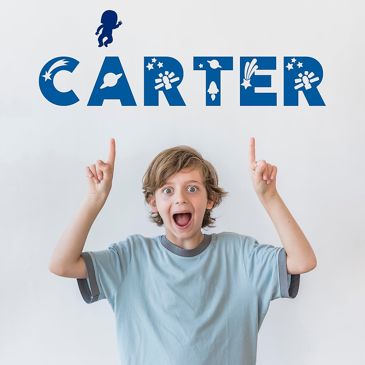 Space Wall Name Decal Custom, Baby Space Theme Nursery, Space Room Decor for Boys, Astronaut Kids Bedroom Decor, Planets Space Theme Bedroom