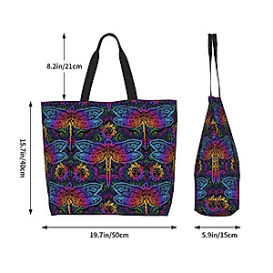 Gelxicu Funny Dragonfly Shoulder Tote Cute Casual Bag Women Shoulder Handbags Shopping Grocery Bags
