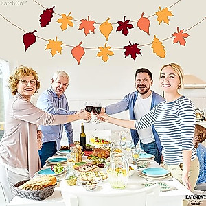 KatchOn, Felt Leaf Garland for Thanksgiving Decorations - 10 Feet, No DIY | Felt Fall Garland for Fall Decorations for Home | Fall Leaf Banner Garland, Felt Leaves Garland | Thanksgiving Banner