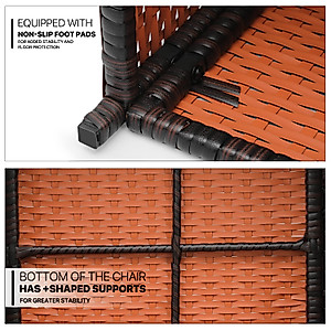 MoNiBloom 3 Pieces Patio Furniture Set, Outdoor Conversation PE Rattan Furniture Front Porch Set with Washable Cushion and Tempered Glass Tabletop for Garden Poolside Balcony, Capacity 250 lbs, Brown