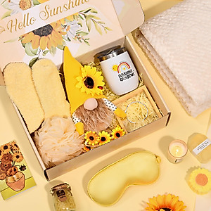 Sending Sunshine Gifts for Women - Sunflower Gifts,Care Package,Get Well Soon After Surgery Self Care Relaxation Spa Birthday Gifts Basket for Sister Best Friend Coworker Wife Mom Teacher (SUNSHINE)