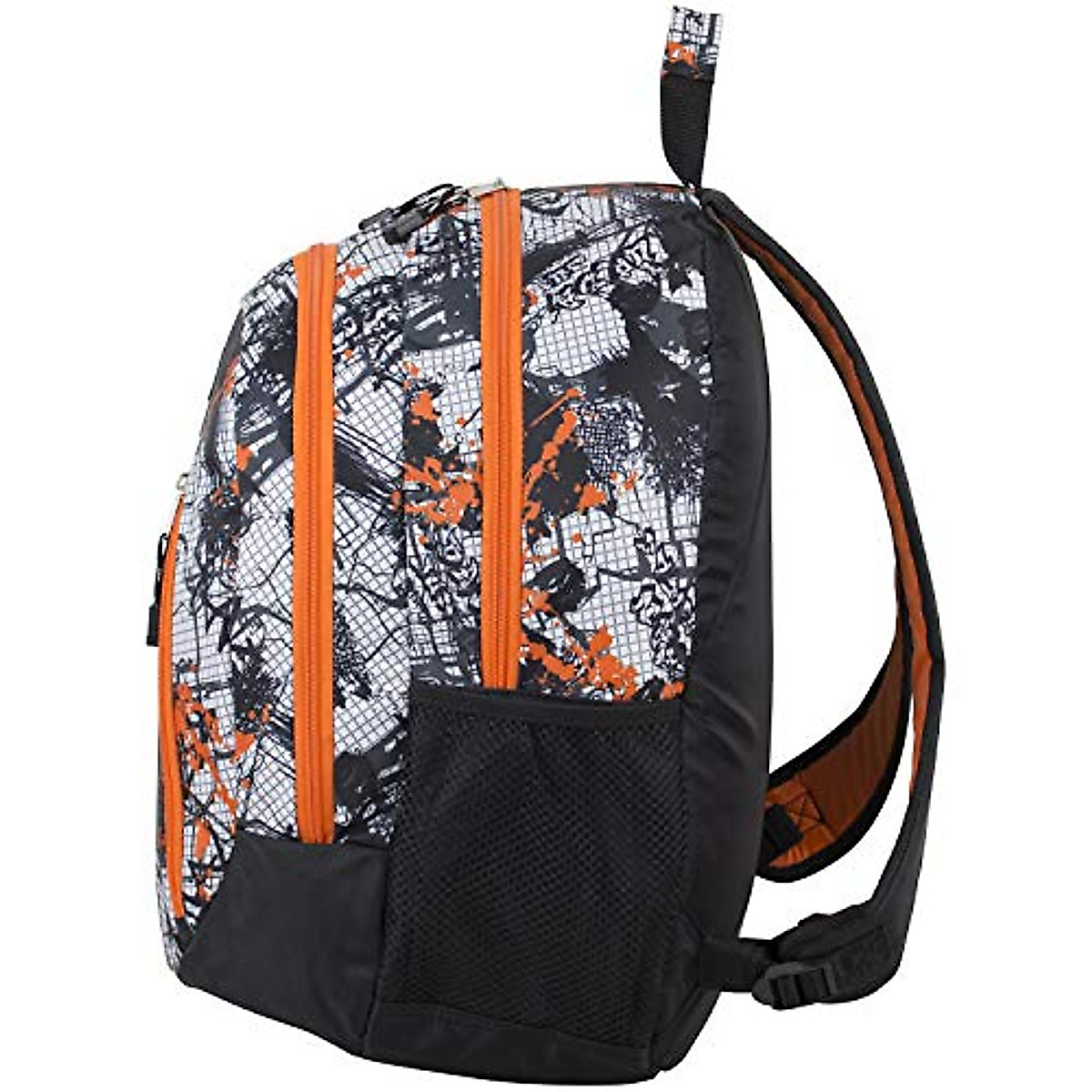 FUEL Active Backpack, Black/Orange/Urban Grid Print