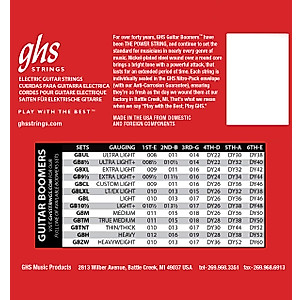 GHS Strings Guitar Boomers, Nickel Plated Electric Guitar Strings, GBUL SET - Ultra Light (.008-.038), 3 Sets of GBUL