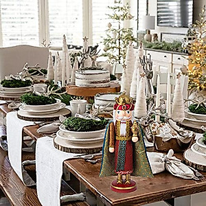 NEROSUN 14 Inch King Wooden Christmas Nutcracker, Traditional Islamic Wooden Nutcracker with Gold Crown Holding a Magic lamp, Festive Muslim Decorations for Shelves and Tables Decor (Red)