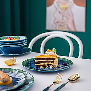 Melamine Dinnerware Set 12 PCS Teal Turquoise Tableware Plates Bowls Blue Green Dishwasher Safe Not Microware Not Oven