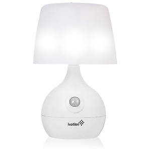 Ivation 12-LED Battery Operated Motion Sensing Table Lamp - Dual Color Range - Available Settings Include Manual & Automatic Motion & Light Sensing, White