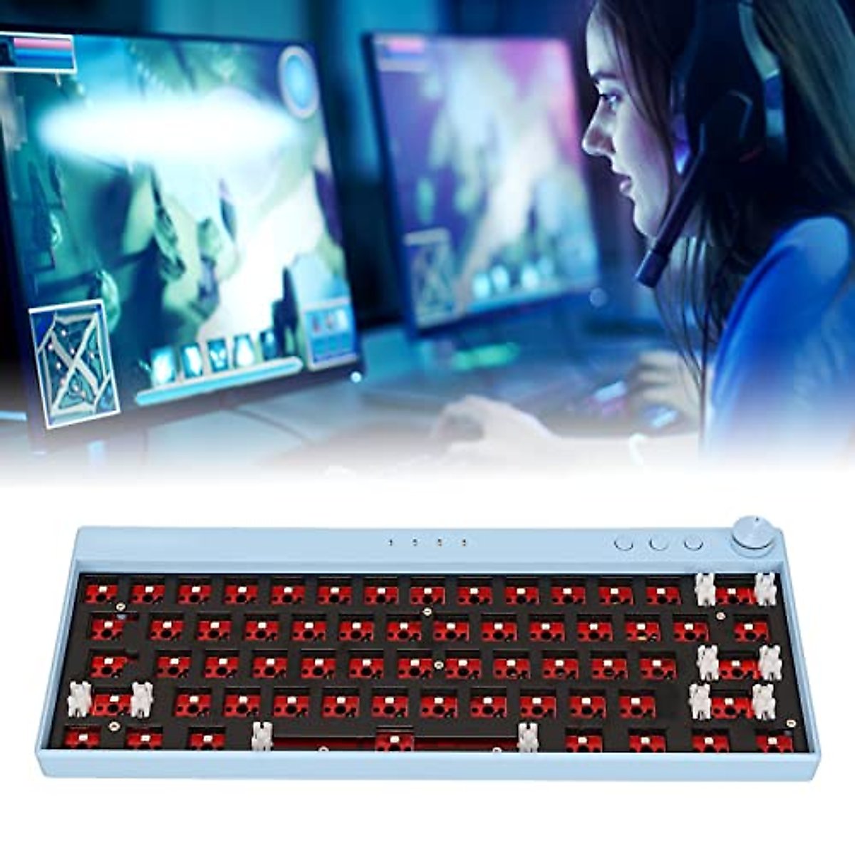 Yoidesu Mechanical Keyboard DIY Kit, 61 Keys Hot Swappable RGB Custom Mechanical Gaming Keyboard Kit, 3Pin/5Pin Switch, Wireless 2.4G/Bluetooth/Type C Wired Keyboard(Blue)