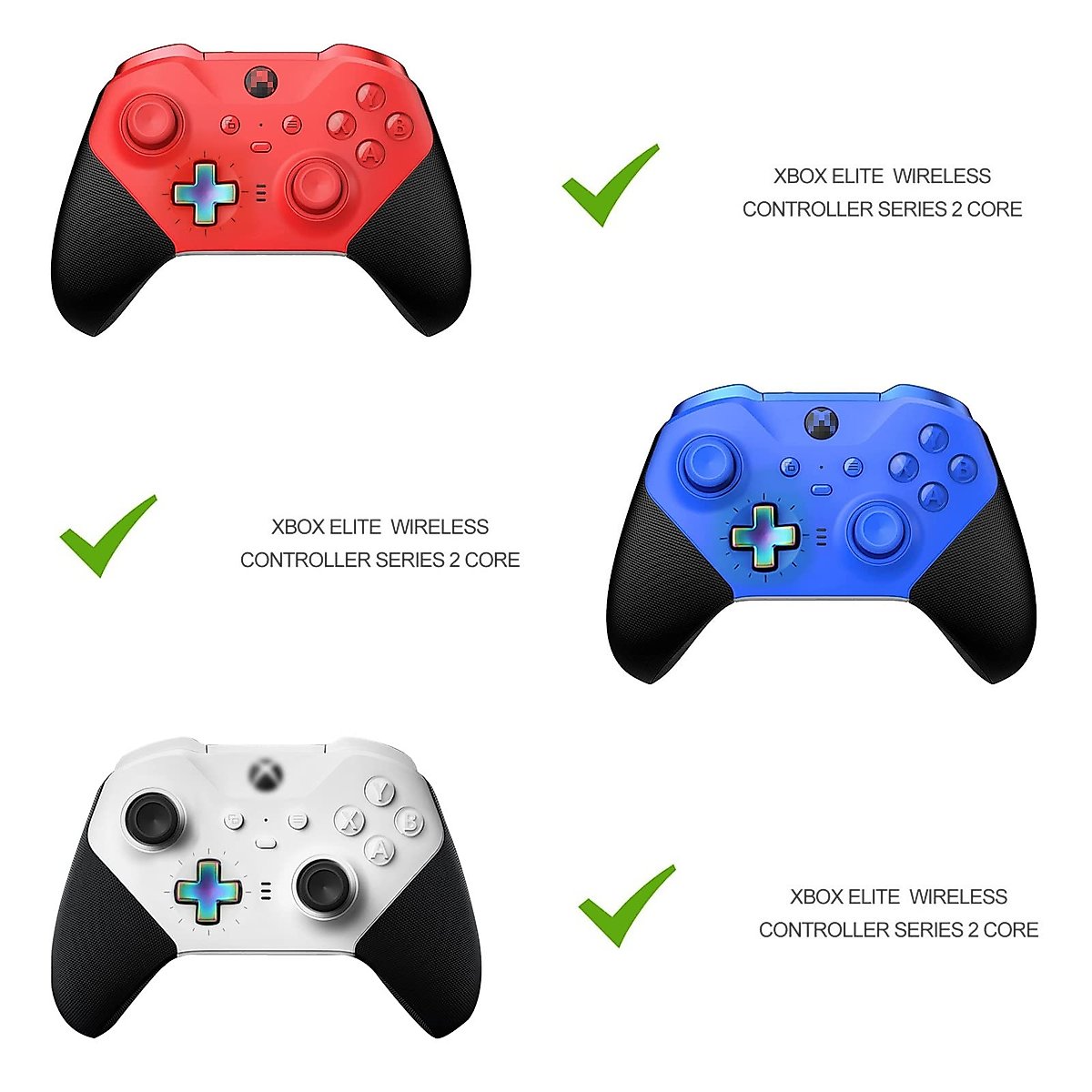 Accessories for Xbox Elite Controller Series 2 Core, 9 in 1 Replacement Component Set Includes 4 Paddles, 4 Metal Thumbsticks, and 1 D-Pad (Iridescent)