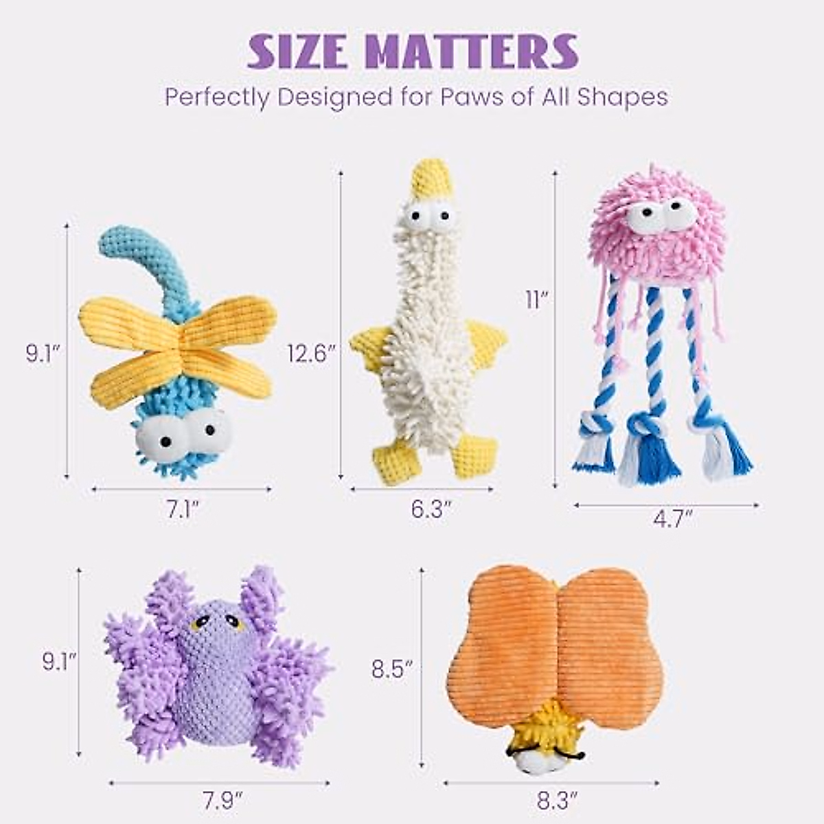 Nocciola Plush Squeaky Dog Toys, Cute Durable Stuffed Crinkle Puppy Pet Chew Toys for Large Medium Small Dogs - Duck