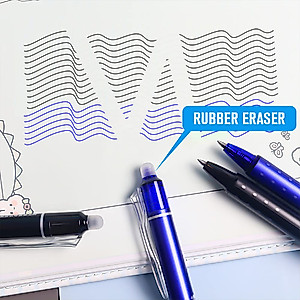 DRMAVI 20 Pcs Erasable Ballpoint Pen Erasable Gel Pens Retractable Eraser Pens,0.5 Fine Point Black Erasable Pens,Make Mistakes Disappear, Drawing Writing Journal School Supplies (20 Black)