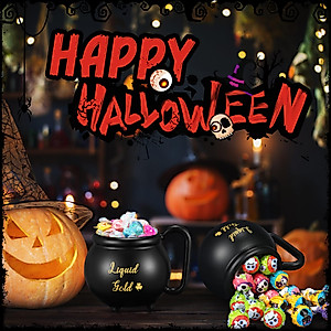 Uiifan 12 Pcs 15 oz Halloween Cauldron Plastic Witches Brew Cauldron Pot Halloween Cauldron Candy Bowl for Halloween Party Decorations (Clover Style)