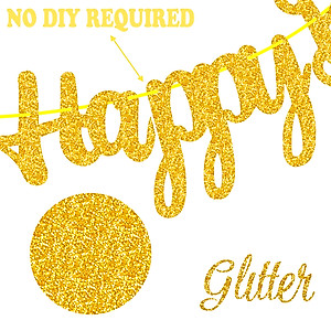 Cat Birthday Banner Decorations Kitten Birthday Party Decorations Supplies Gold Glitter Cat Happy Birthday Banner Decorations for Pet Kitten Theme Birthday Party Bunting Decorations Supplies
