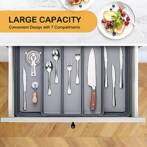 3 Pack Clear Plastic Drawer Organizer, No-Slip Cutlery Tray Utensil Organizer for Kitchen Drawers, Cosmetic Tray for Dressing Table Makeup Storage Organiser in Bedroom and Living Room 7.5" X 13"