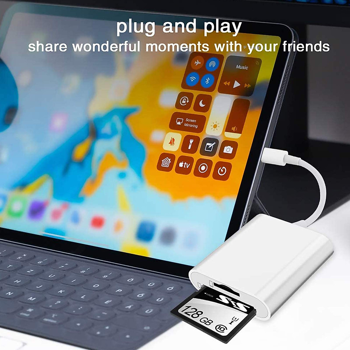 2 Pack-SD Card Reader for iPhone iPad Camera, 2 in 1 Lightning to SD & TF Card Reader Adapter Portable Micro SD Card Reader for iPhone 14/13/12/11/X/XR/8/7/iPad, No Application Required,Plug and Play