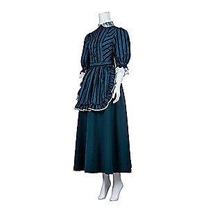 BYHai The Haunted Mansion Maid Costume Cosplay Cast Members Costume Dress Outfit with Apron Headband for Women XXL