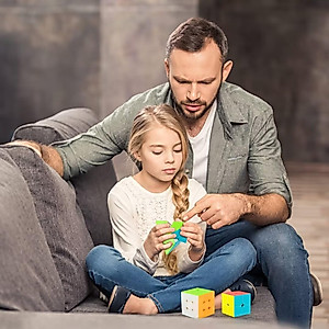 Speed Cube Set, Jurnwey Stickerless Magic Cube Set of 2x2x2 3x3x3 Pyramid Frosted Puzzle Cube