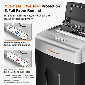 Bonsaii Paper Shredder for Office, 110-Sheet Autofeed & 12-Sheet Manual Micro Cut Heavy Duty Paper Shredder, P-4 Auto Feed Paper and Credit Card Shredder with 4 Casters, 6.1 Gal Transparent Bin C233-B