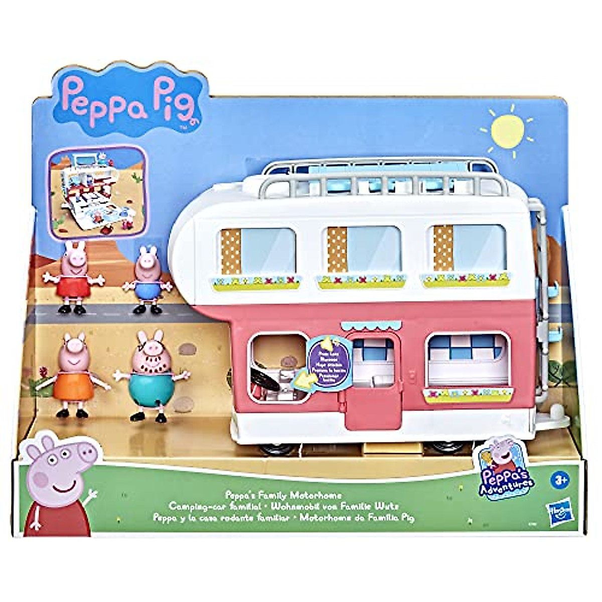 Peppa Pig Peppa’s Adventures Peppa’s Family Motorhome Preschool Toy, Vehicle to RV Playset, Plays Sounds and Music, Ages 3 and up