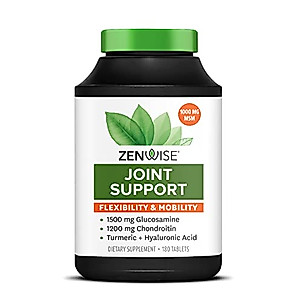 Zenwise Joint Support Supplement - 1500mg Glucosamine, 1200mg Chondroitin, 1000 MG MSM & Hyaluronic Acid for Advanced Relief Mobility Supplement for Pain, Aches, Soreness & Inflammation - 180 Tablets