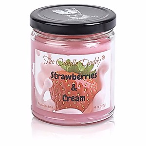 The Candle Daddy - Strawberries & Cream - Sweet Strawberry with Cream Scented Jar Candle- Maximum Scent Wax Candle- 6 Ounces