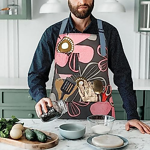 2 Pcs Kitchen Apron, Cooking Apron for Women, Adjustable Chef Apron, BBQ Aprons with 4 Pockets for Home Kitchen Baking Gardening