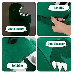 HOMBYS Glow in The Dark Dinosaur Hamper-Kids Laundry Basket, Large Cute Design Storage Bin for Toys& Clothes, Dinosaur Room Decor for Boys&Girls, Laundry Hamper with Handles, Durable-23.6"x11.6"x11.6