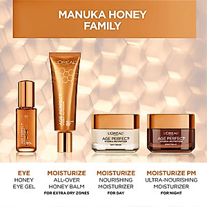 L'Oreal Paris Skincare Age Perfect Hydra Nutrition Ultra Nourishing Honey Night Balm, Face Moisturizer to Comfort, Improve Resilience on Dry Skin, Manuka Honey and Nurturing Oils, 1.7 oz.