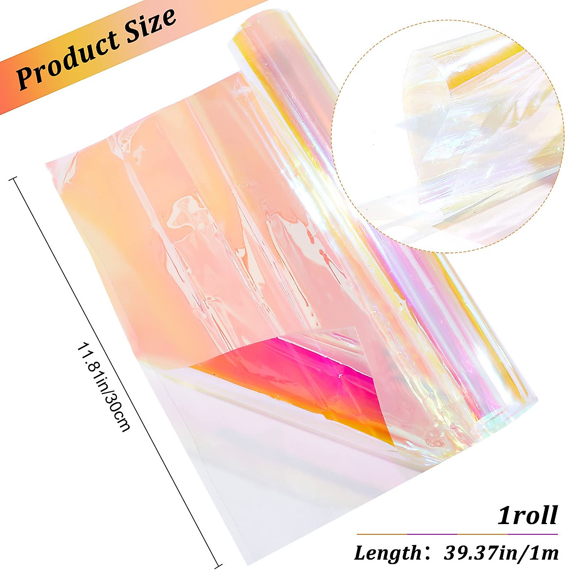 CRASPIRE Holographic Vinyl Orange Permanent Vinyl Roll 12" Craft Adhesive Vinyl Sheets for DIY Cup Wedding Party Birthday Car Decal Decor Sticker