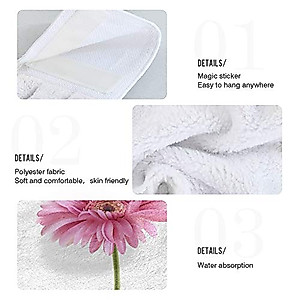 Aslsiy Gerbera Daisy Pink Flowers Hanging Kitchen Towels Bathroom Hand Tie Towel Fast Drying Dish Tea Towels for Bath Tabletop Gym Home Decor Set of 2