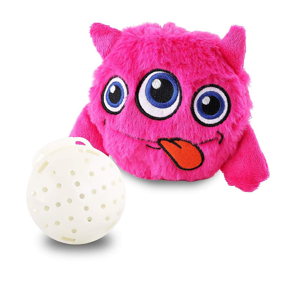 Petbobi Interactive Dog Toys Monster Active Ball for Dogs with Batteries, Self Moving Balls and Plush Cover for Small & Medium Dogs to Chase, Dog Toy Squeaky Crazy Bouncer Ball, Pink Bobby