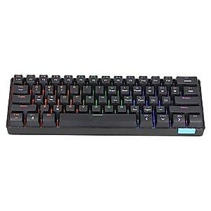 Kafuty-1 STK61 PBT Wireless Gaming Keyboard, 61 Keys LED Backlight Rechargeable Mechanical Keyboard, USB C Bluetooth Keyboard, for Win 2000/XP/VISTA/7/8/10/Linux/OS X(Black Tea Shaft)