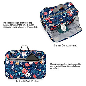 Baby Diaper Caddy Bag - Diaper Caddy Tote Baby Stroller Bag Nursery Storage Bin for Diapers, Wipes & Toys Mini Diaper Bag for Outdoor (Blue Flower)