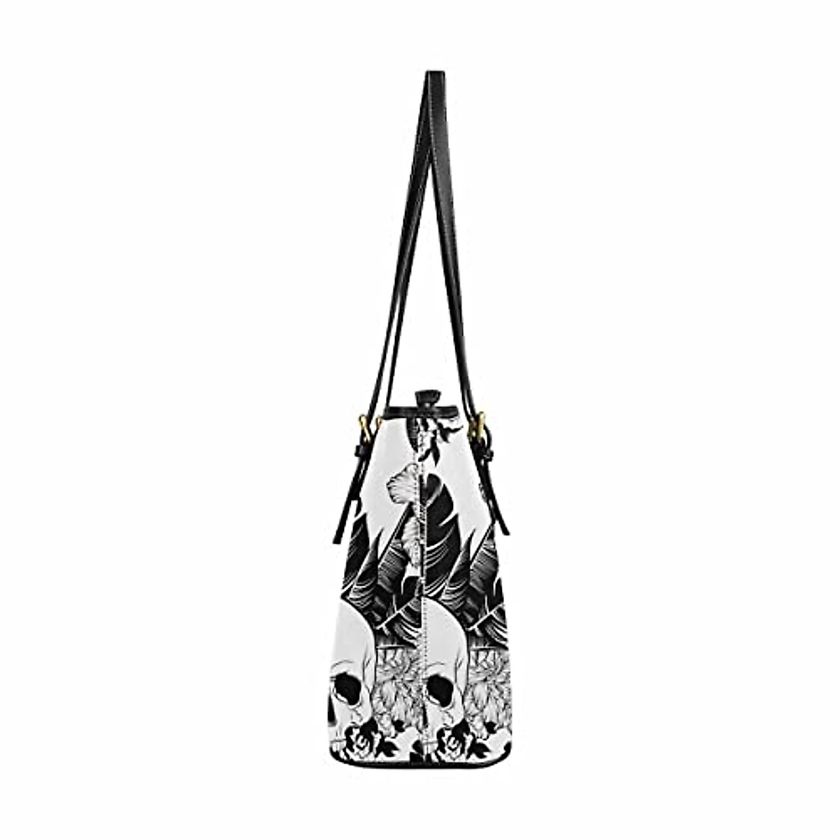 InterestPrint Skull with Palm Leaves, Flower Top Handle HandBags Shoulder Bags Tote Bags Purse