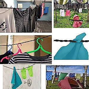 Braided Elastic Cord Travel Clothesline Travel Bungee Cord Laundry Clothesline (with 2 Strong Suction Cups) - Secures to Wall or Tile with Extra Large Suction Cups | Secures to Tree or on a Pole