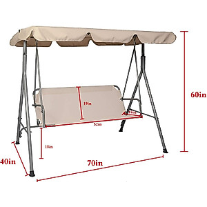 3 Seater Patio Swing Chair Outdoor Canopy Lounge Hammock Garden Bench Beige