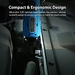 WISETOOL 20V Cordless Electric Ratchet Wrench Set,3/8" Power Ratchet Wrench Kit with 2-Pack 2000mAh Lithium-Ion Batteries,Max Torque 60N.m(44.25 ft-lbs),Variable Speed,9 Sockets and and Tool Bag