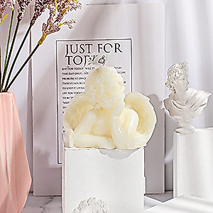 Nuanchu 2 Pieces Angel Candle Soy Scented Candle Wax Vegan Candle Cute Decorative Candle White Angel Candle Cake Candle Handmade Aesthetic Candle for Home Decor Bedroom Bathroom Wedding
