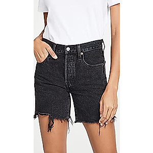 Levi's Women's Premium 501 Mid Thigh Short, Lunar Black, 27