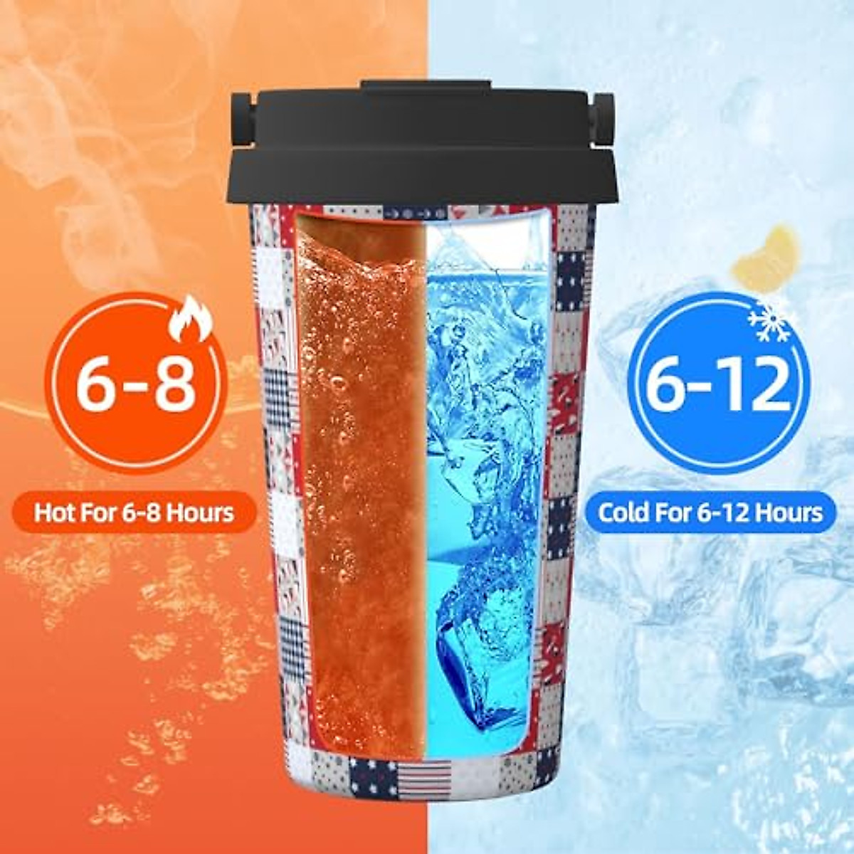 WANGZHAO Stars Pattern Print Double Wall Stainless Steel Vacuum Insulated Tumbler Cup Home Thermal Cup