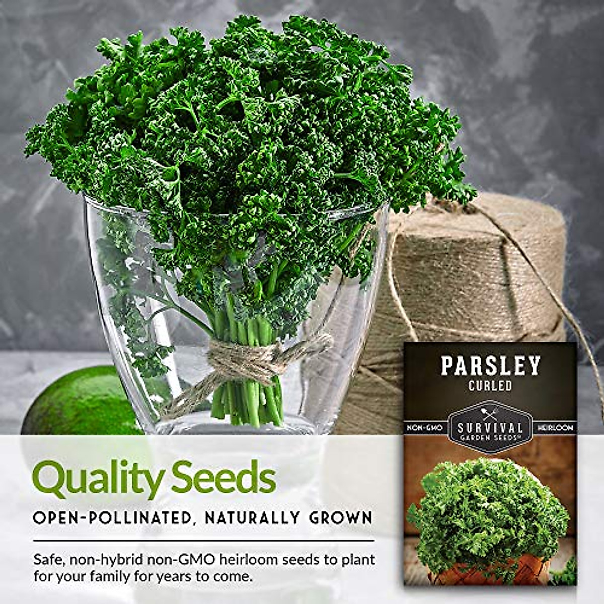 Survival Garden Seeds - Curled Parsley Seed for Planting - Packet with Instructions to Plant and Grow Nutritious Curly Parsley Herb Plants in Your Home Vegetable Garden - Non-GMO Heirloom Variety