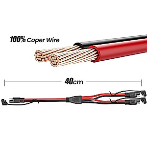 LIXINTIAN 10AWG SAE DC Power Automotive Connector Cable Y Splitter 1 to 2 SAE Extension Cable, Fit for Suitable for Solar Battery Connection and Transfer -40cm