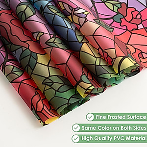 DKTIE Window Privacy Film with Installation Tools, Static Cling Rose Window Sticker Bathroom Glass Window Decals Non Adhesive for Home Windows (B3565, 17.7" × 78.7")