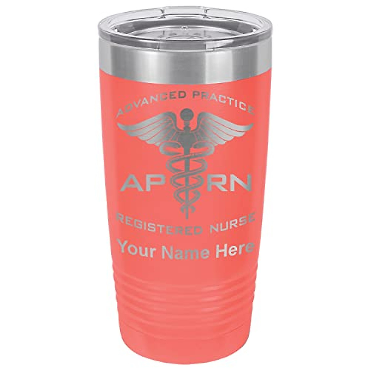 LaserGram 20oz Vacuum Insulated Tumbler Mug, APRN Advanced Practice Registered Nurse, Personalized Engraving Included (Coral)