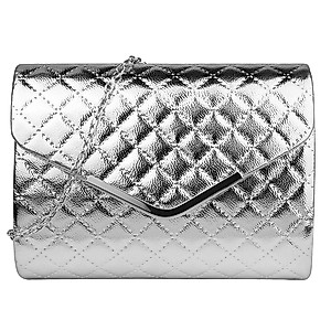 Maggie Women Handbag Elegant Quilted Clutch Crossbody Satchel Metal Chain Ladies Purse