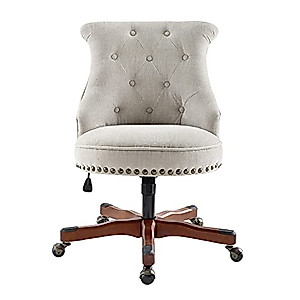 Linon The Talia Beige Adjustable Seat Height Office Chair