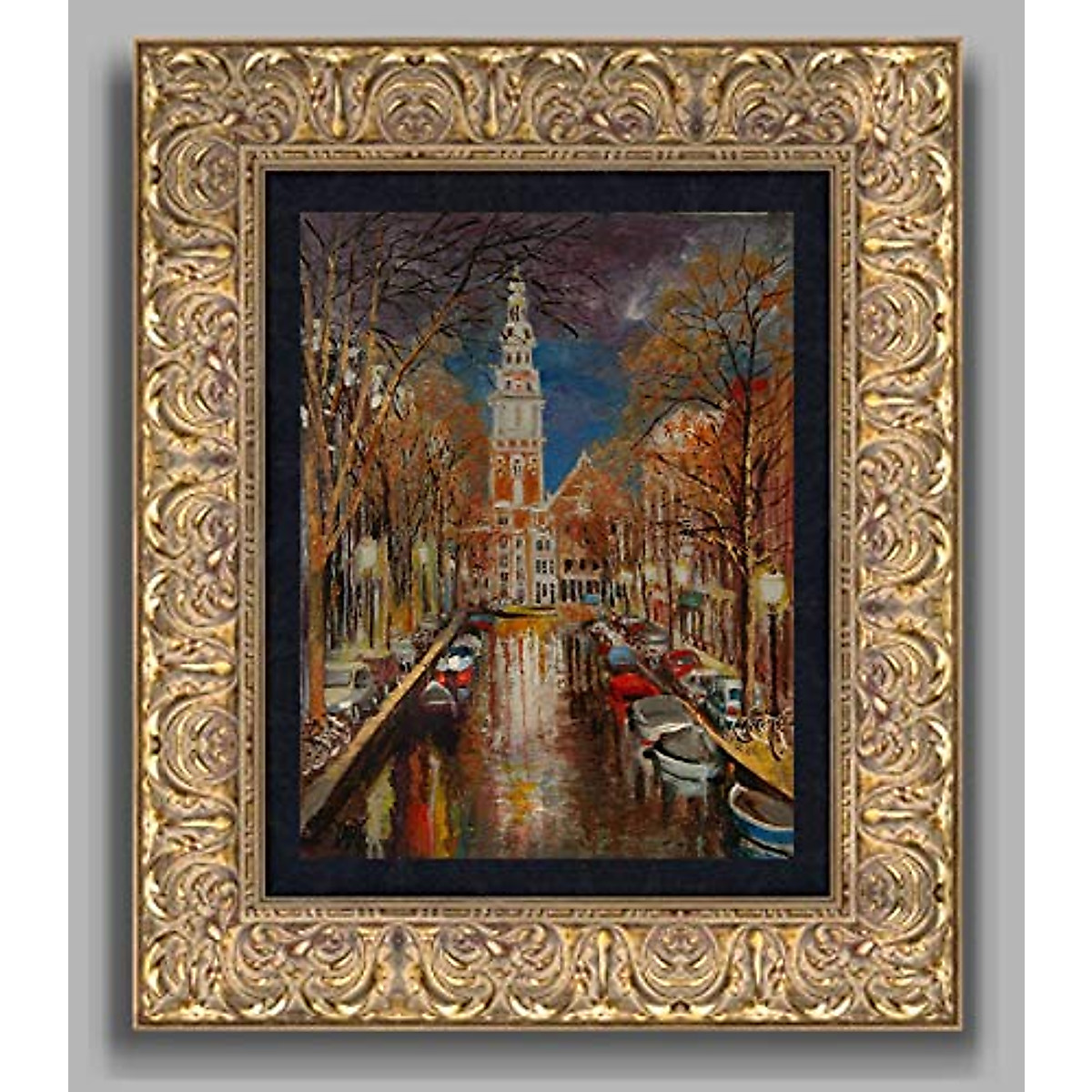 (SOLD) Winter's Arrival, Amsterdam - canal of the Netherlands by internationally renown painter Yary Dluhos
